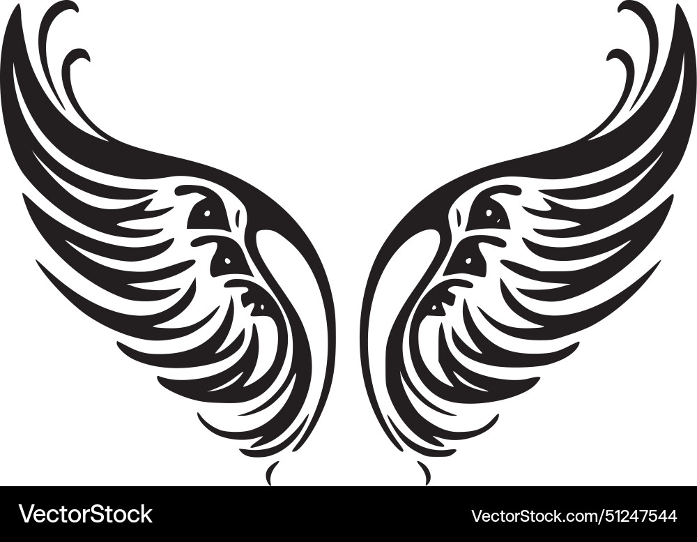 Wings - black and white Royalty Free Vector Image
