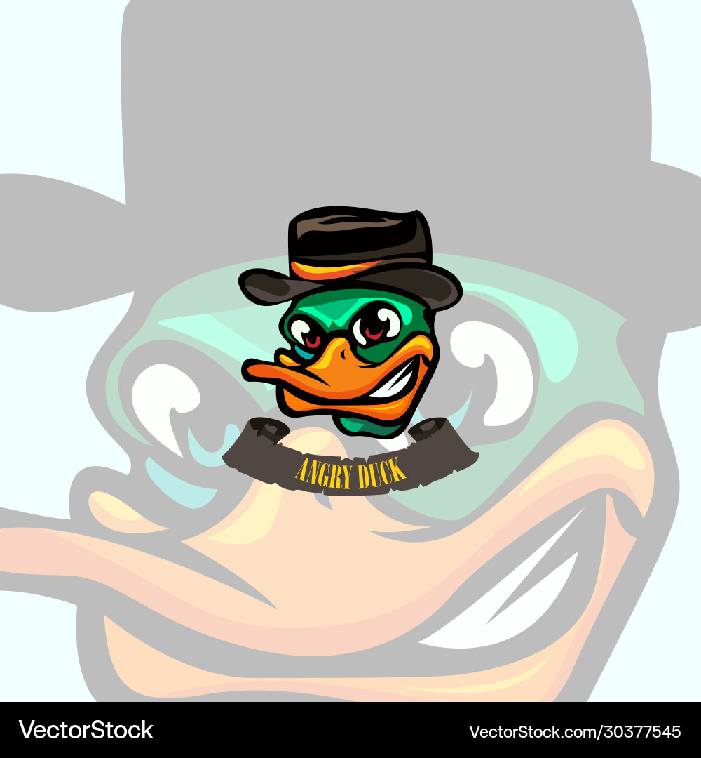 Angry duck cartoon logo Royalty Free Vector Image