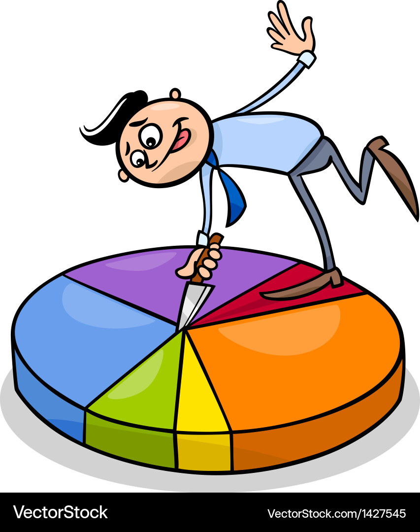 Businessman on circle chart cartoon Royalty Free Vector