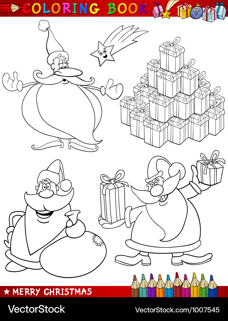 Cartoon christmas themes for coloring Royalty Free Vector