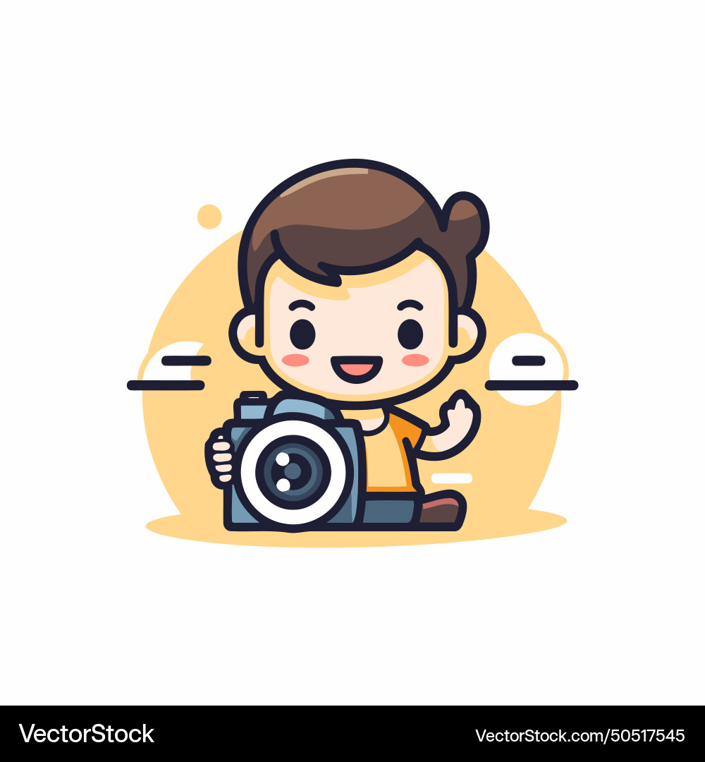 Cute photographer with camera flat cartoon Vector Image