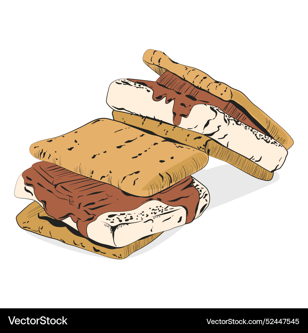 Engraving hand drawn smores dessert Royalty Free Vector
