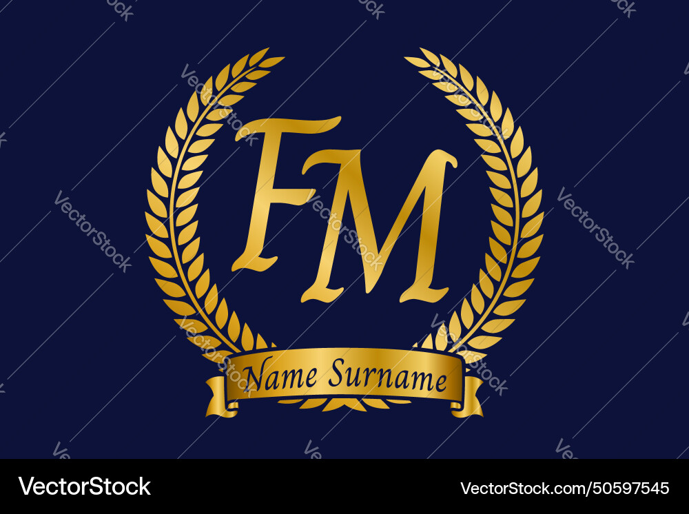 Initial letter f and m fm monogram logo design Vector Image