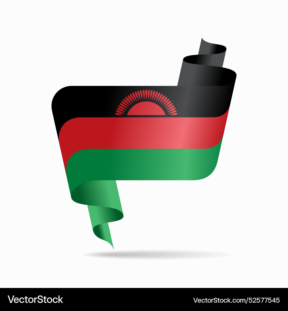 Malawian flag wavy ribbon background Royalty Free Vector