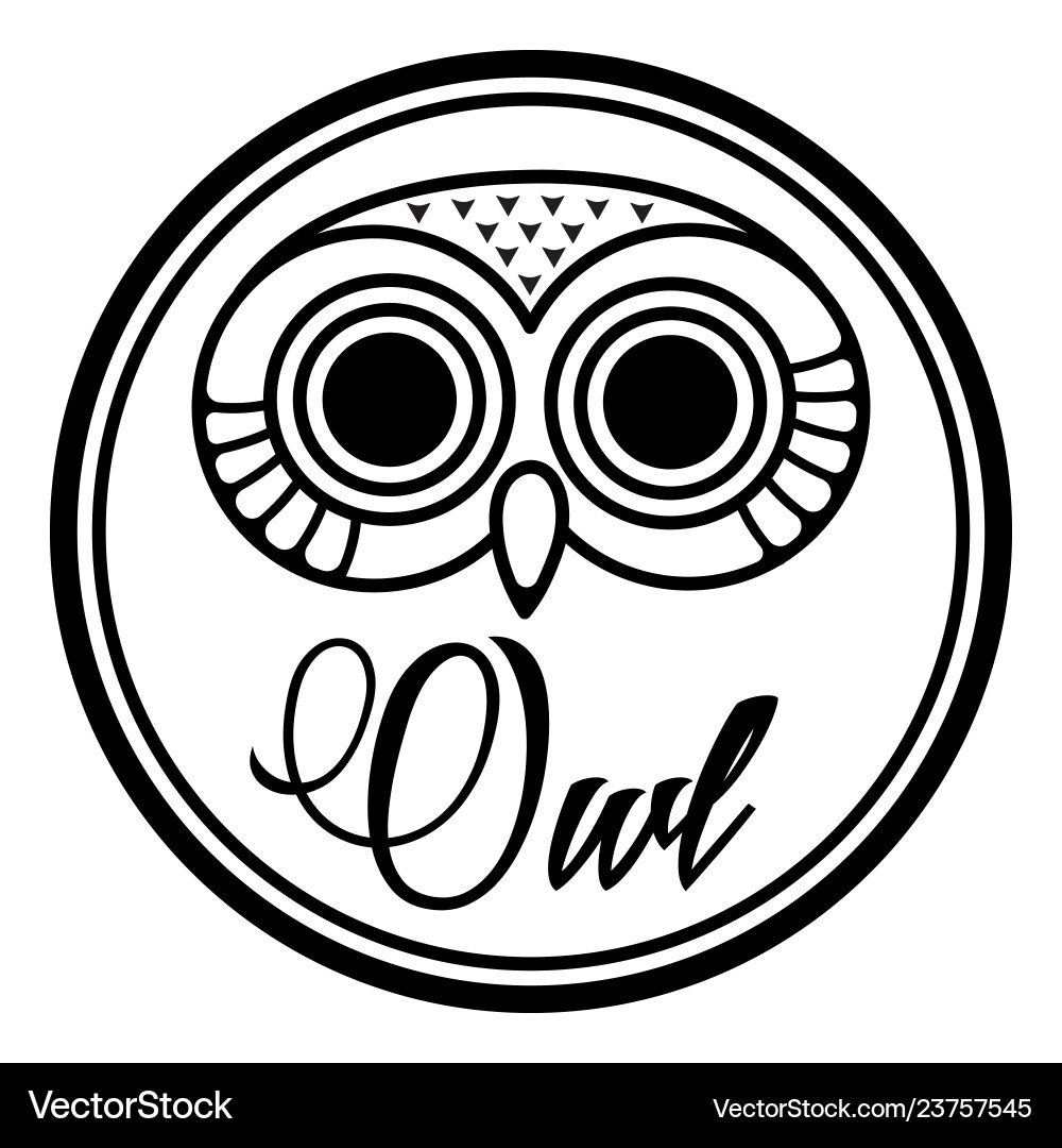 Round design with cute owl head Royalty Free Vector Image
