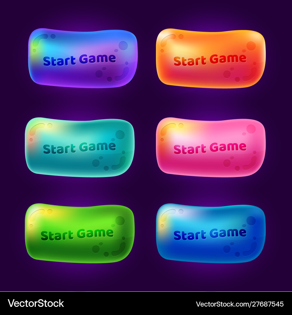 Set 3 start game buttons for arcade video games Vector Image