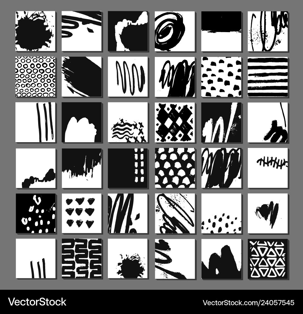 Set of abstract black and white artistic Vector Image