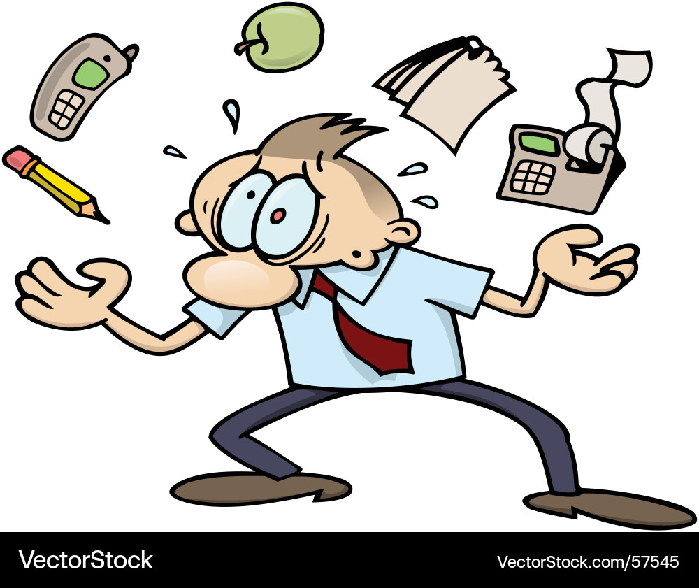 Very busy business-man Royalty Free Vector Image