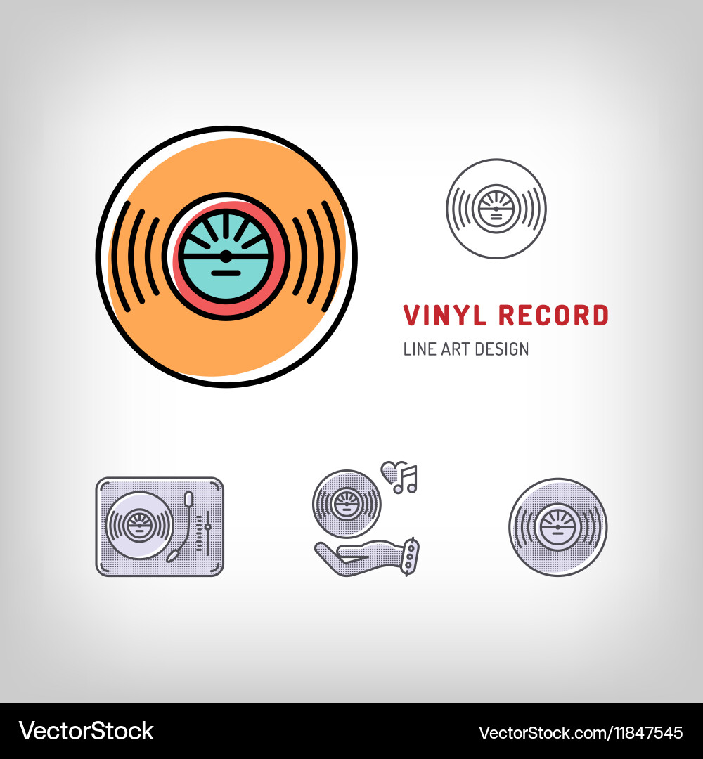 Vinyl record isolated line art icon modern Vector Image