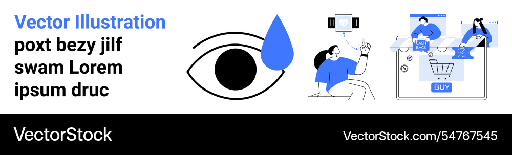 Visual elements including eye with droplet Vector Image