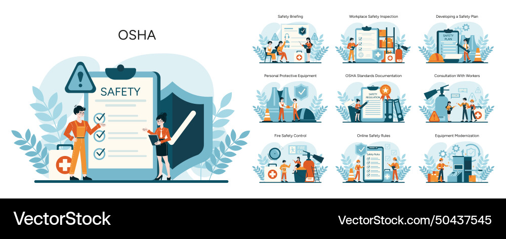 Workplace safety procedures and emergency Vector Image