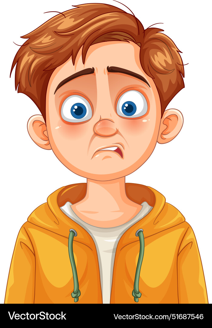 A boy with confused expression Royalty Free Vector Image