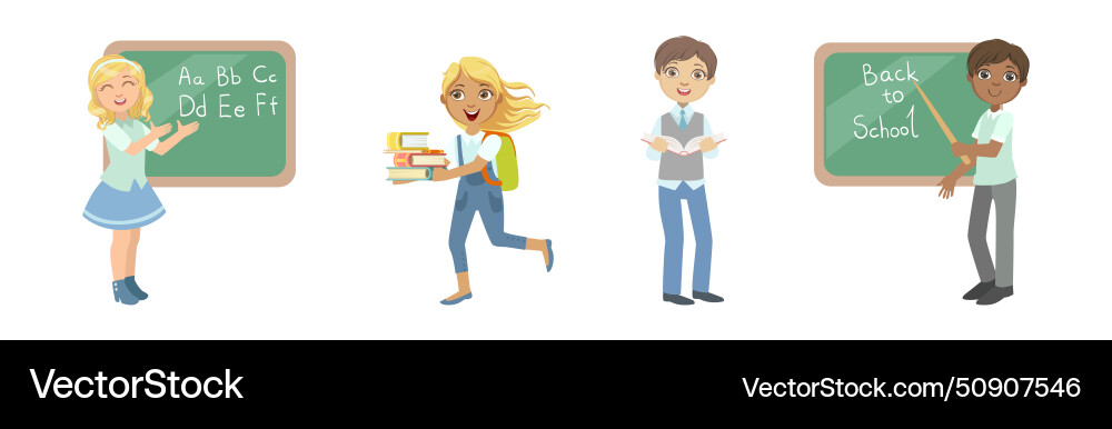 Back to school with little children education Vector Image