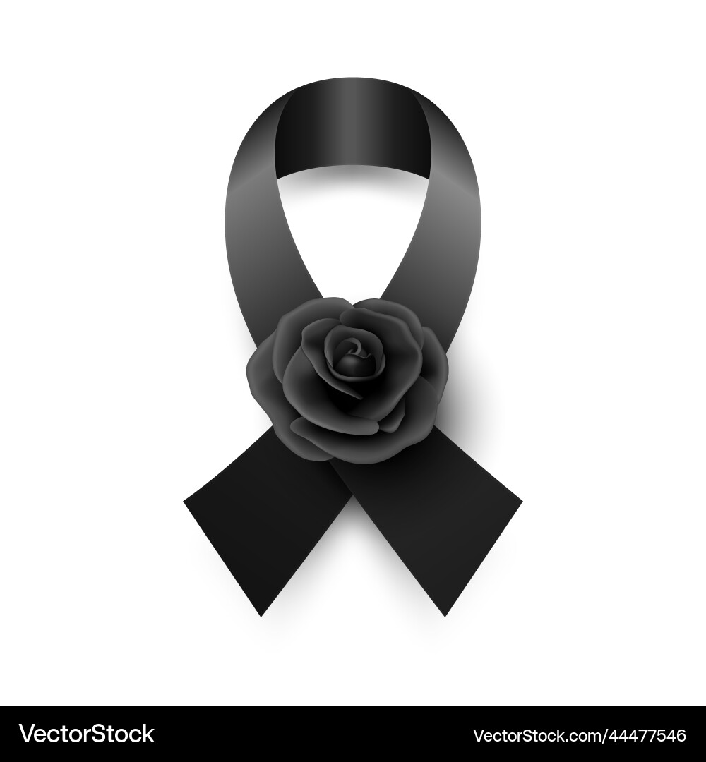 Black silk ribbon with rose design Royalty Free Vector Image