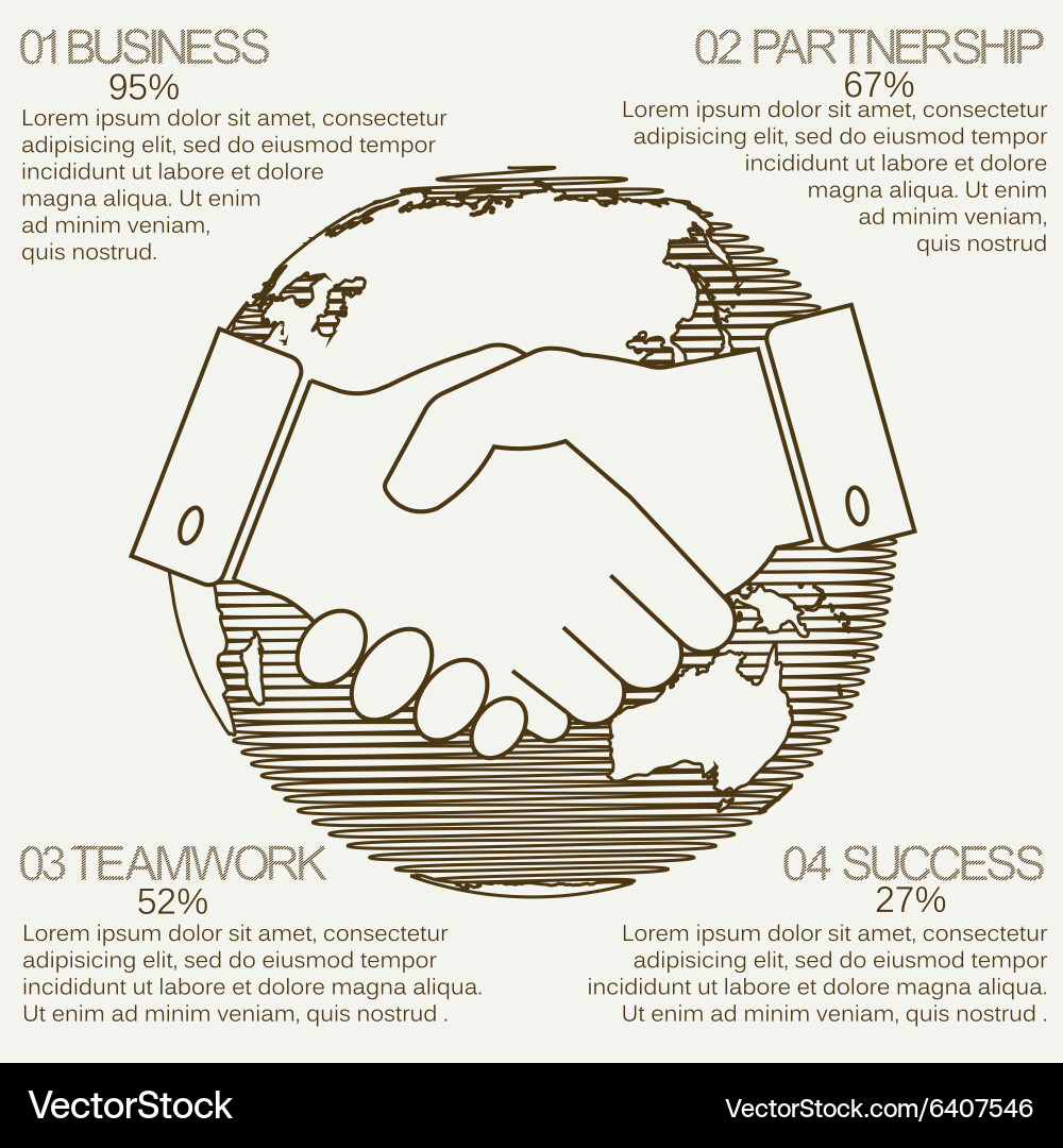 Business infographics handshake Royalty Free Vector Image