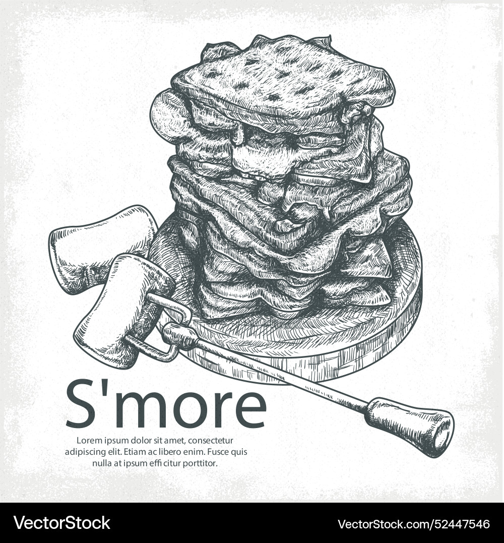 Engraving hand drawn smores dessert Royalty Free Vector