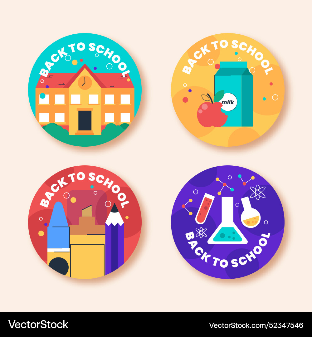 Flat back to school labels collection Royalty Free Vector