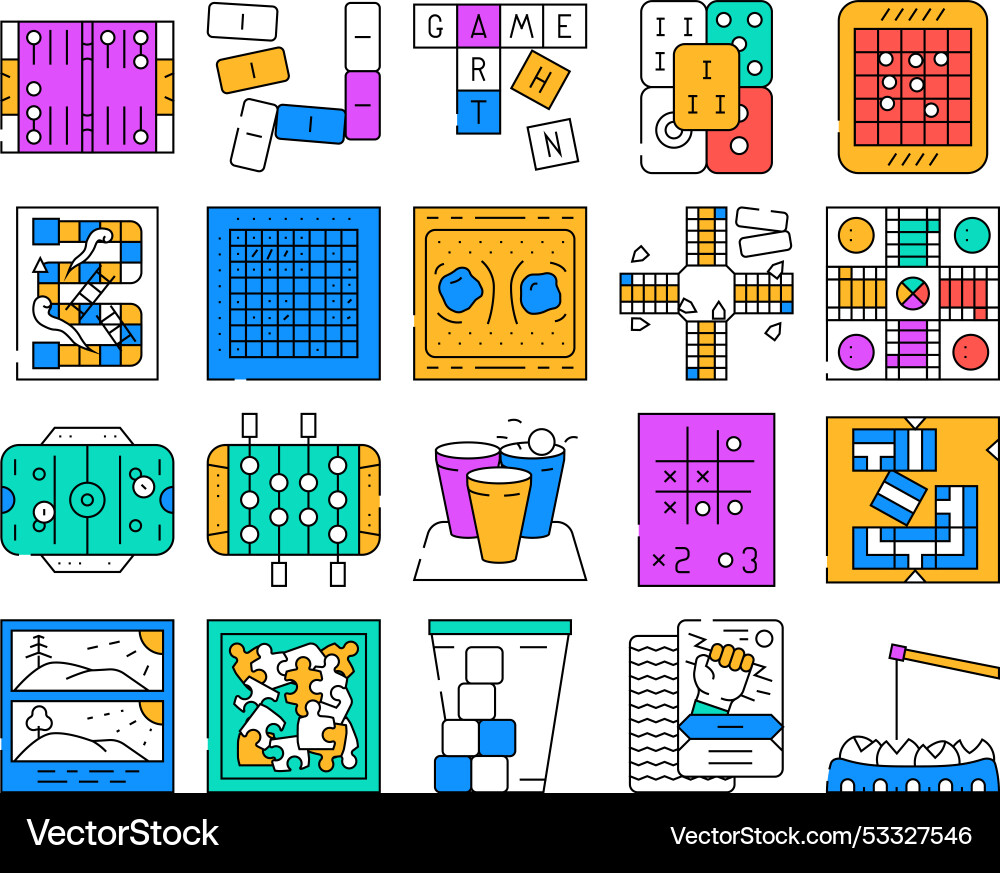 Game board table play icons set Royalty Free Vector Image