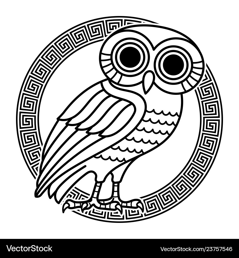 Greek ancient coin from athens vintage Royalty Free Vector