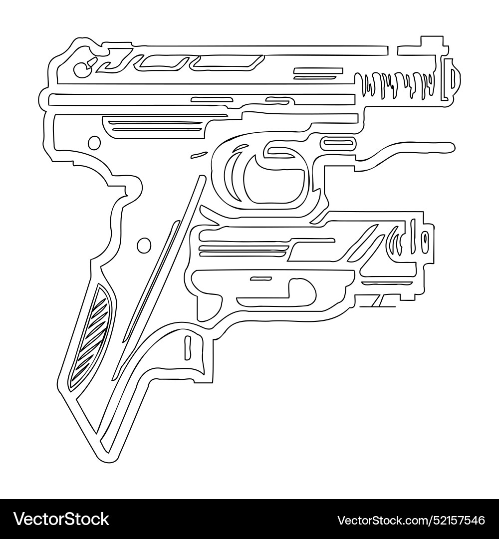 Gun galaxy outline sketch Royalty Free Vector Image