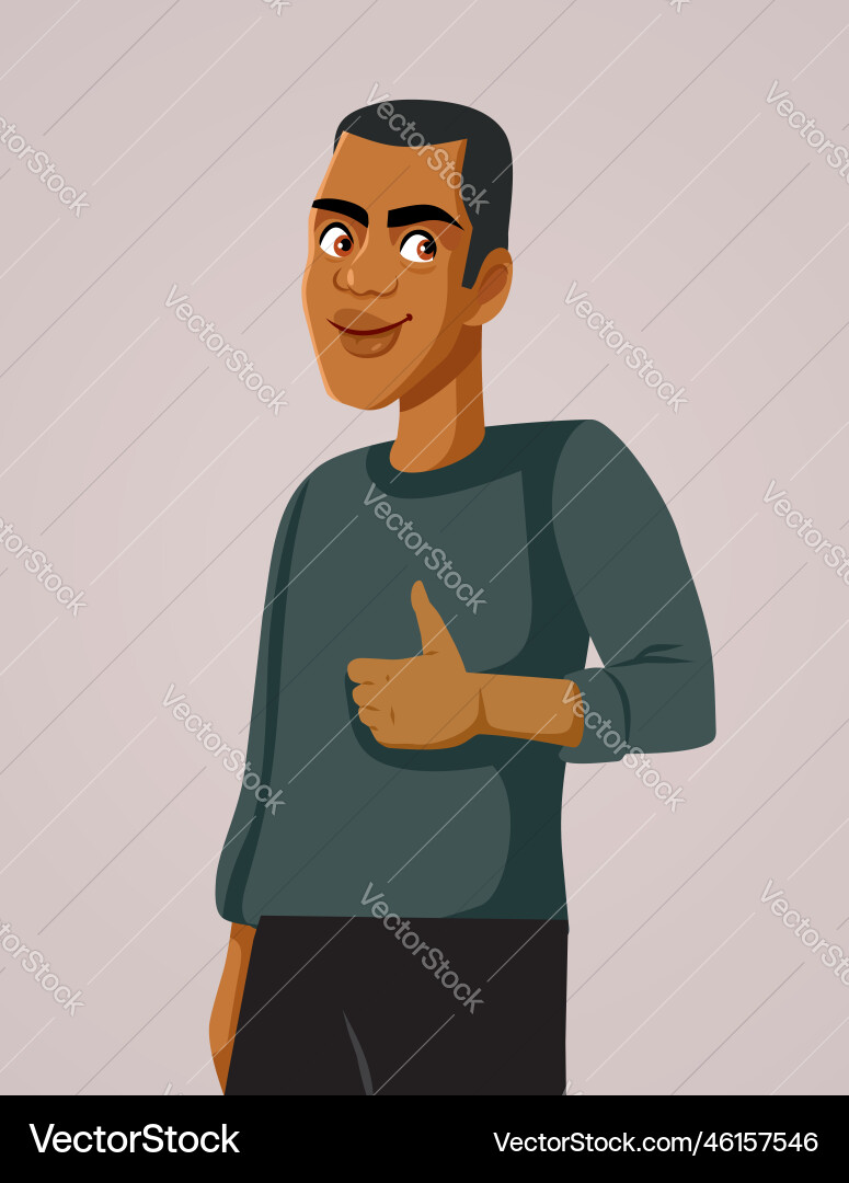 Handsome man holding thumbs-up showing approval Vector Image