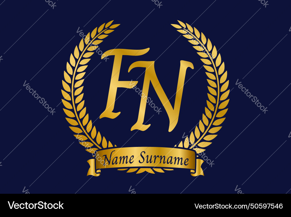 Initial letter f and n fn monogram logo design Vector Image