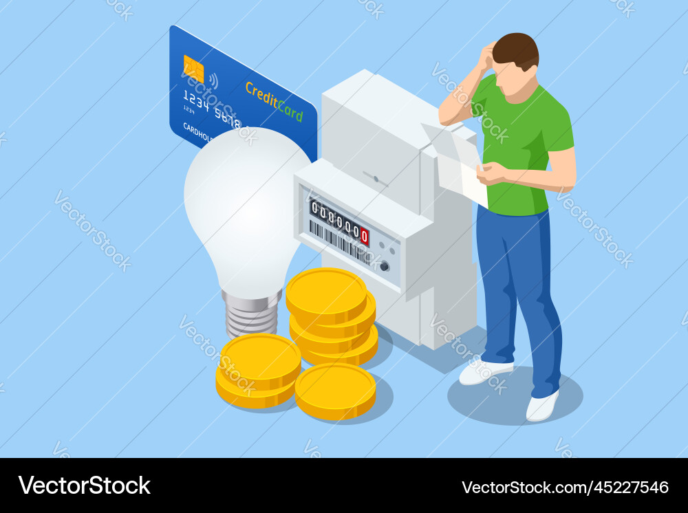 Isometric kilowatt hour electric meter power Vector Image