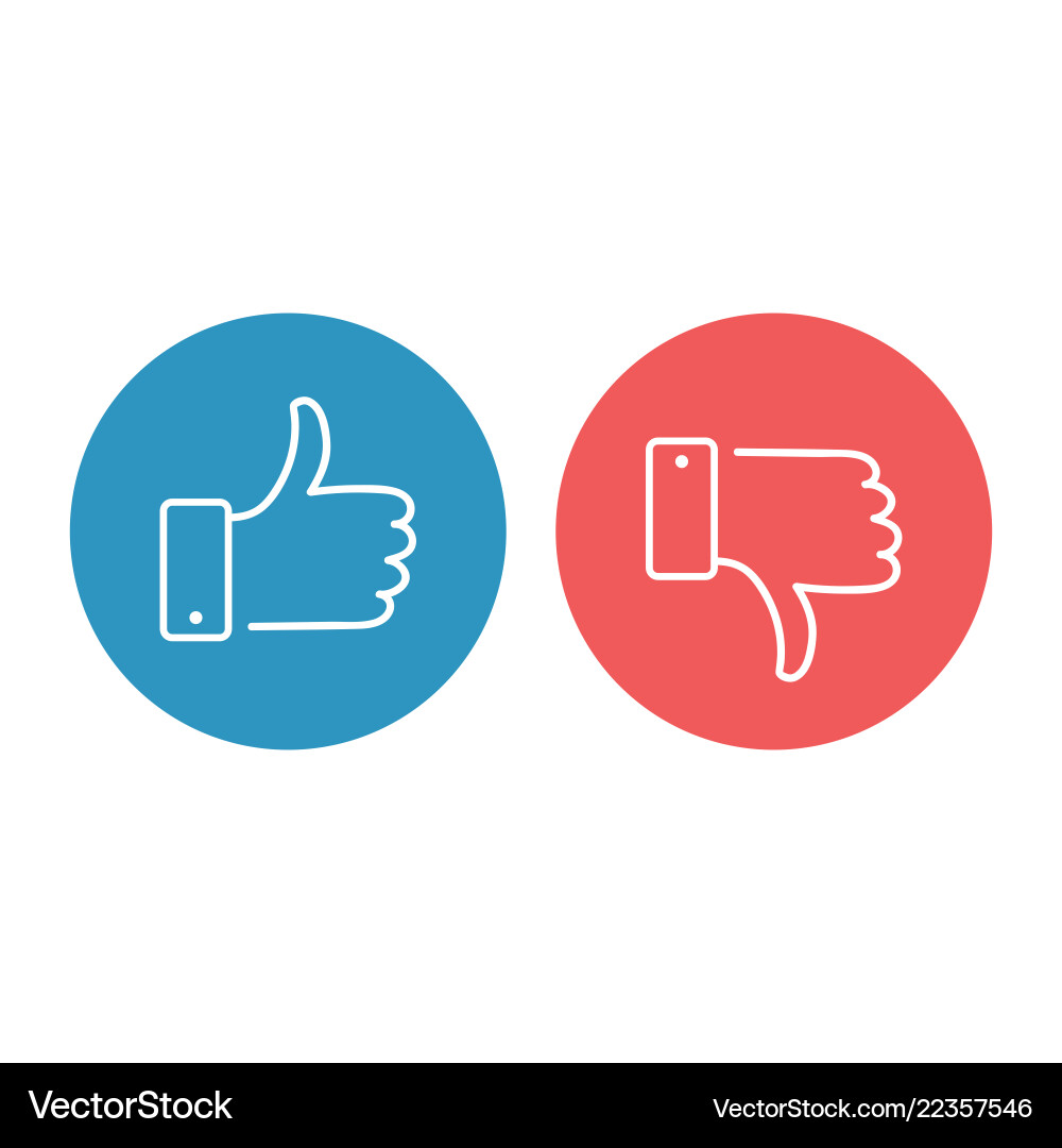Like and dislike icons set thumbs up Royalty Free Vector