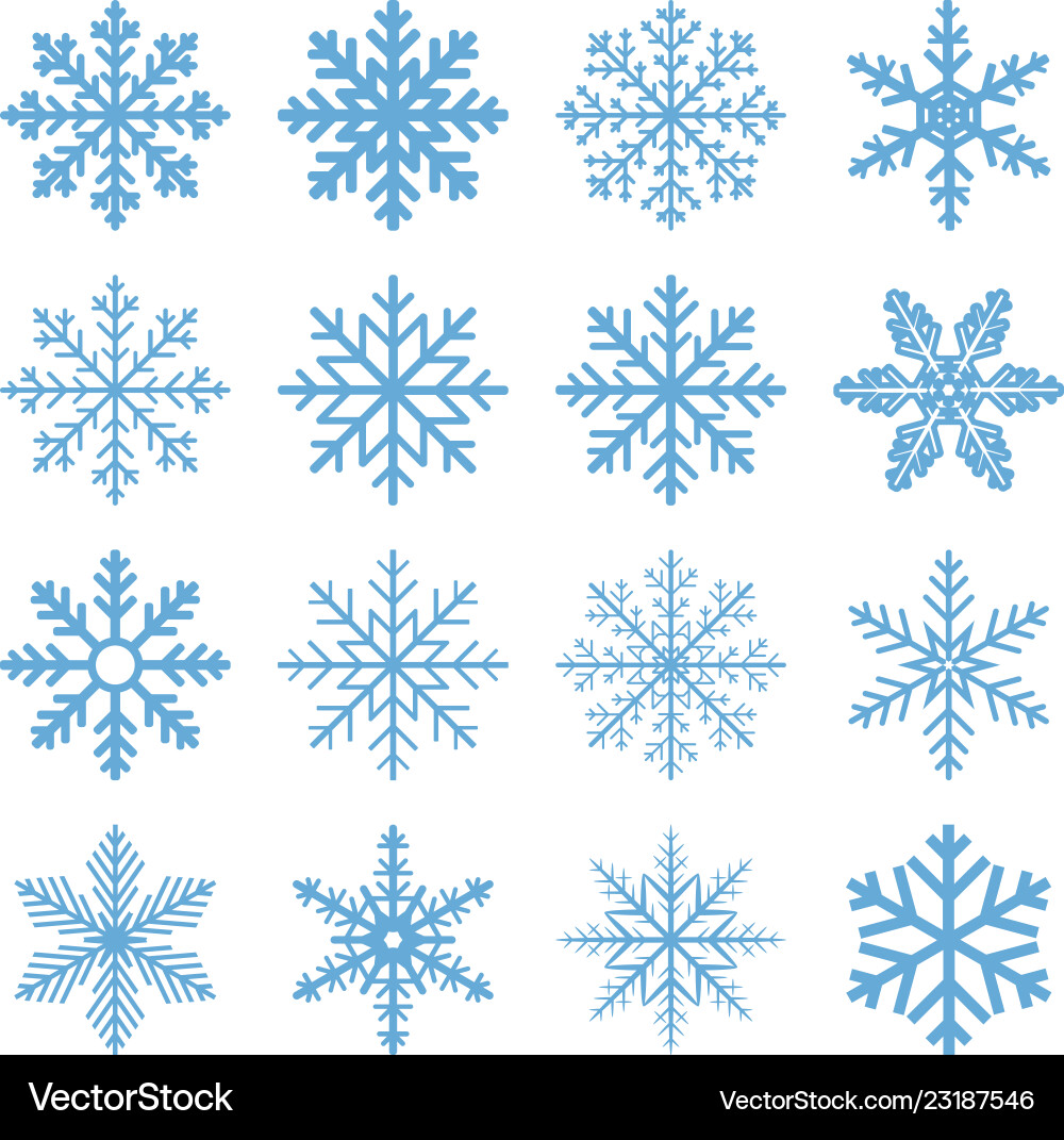 Set winter snowflake isolated on white Royalty Free Vector