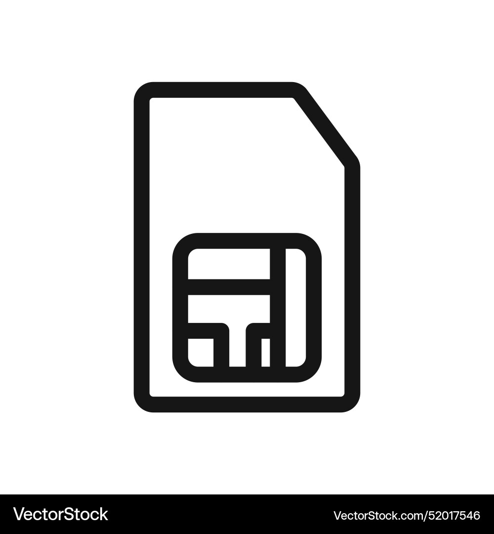 Sim card icon black line art Royalty Free Vector Image