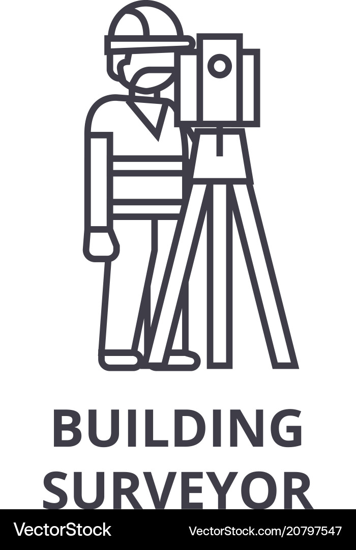 Building surveyor line icon sign Royalty Free Vector Image