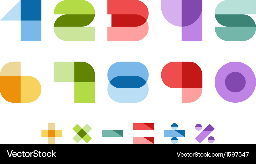 Colorful Number Set Royalty Free Vector Image - VectorStock