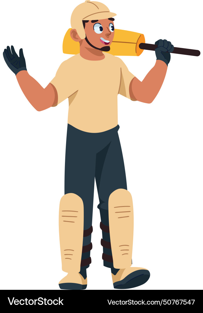 Cricket man and equipment Royalty Free Vector Image