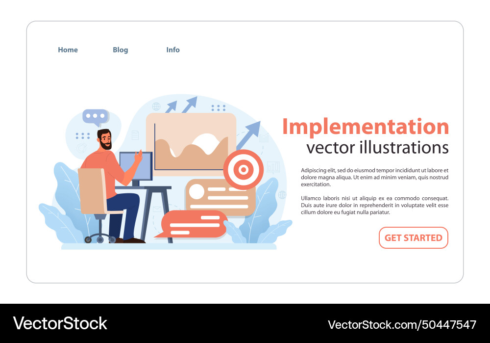 Efficient implementation in action flat Royalty Free Vector Efficient implementation in action flat Royalty Free Vector