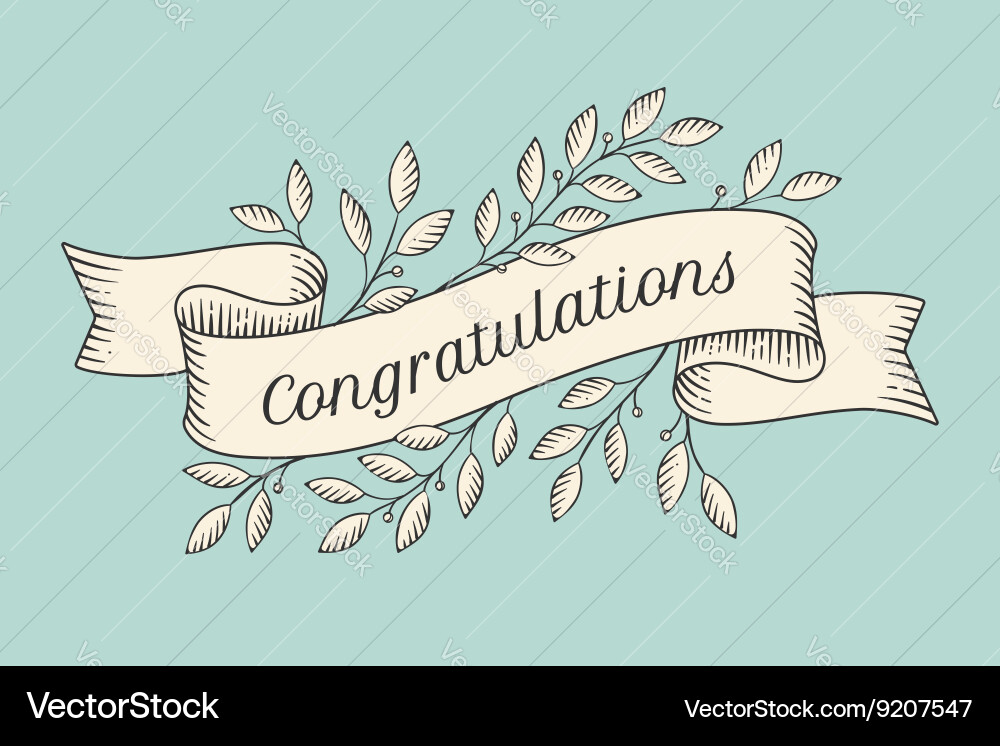 Greeting card with inscription congratulations Vector Image