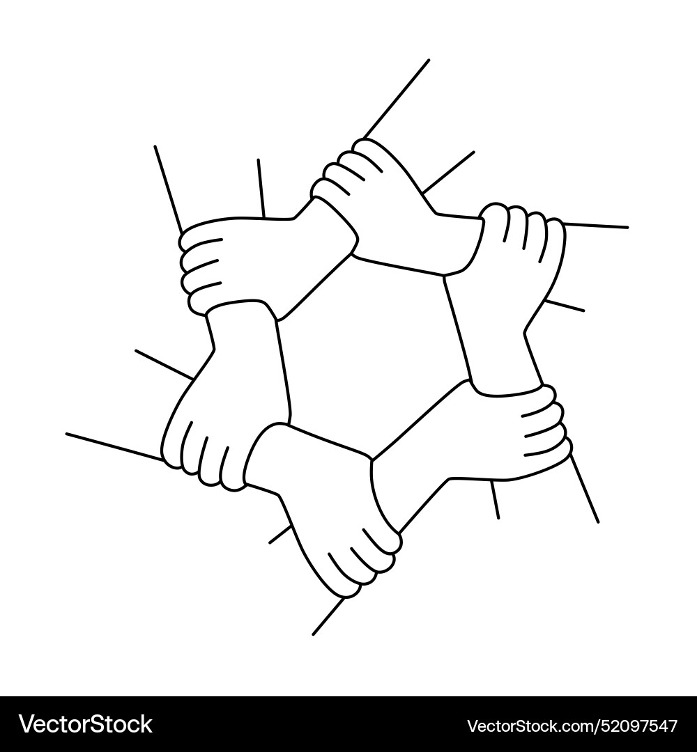 Group hands human holding together Royalty Free Vector Image