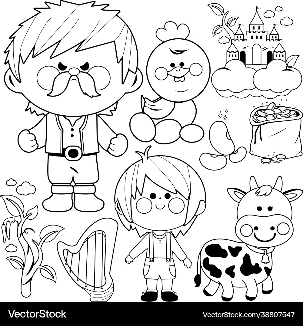 Jack and magic beanstalk Royalty Free Vector Image