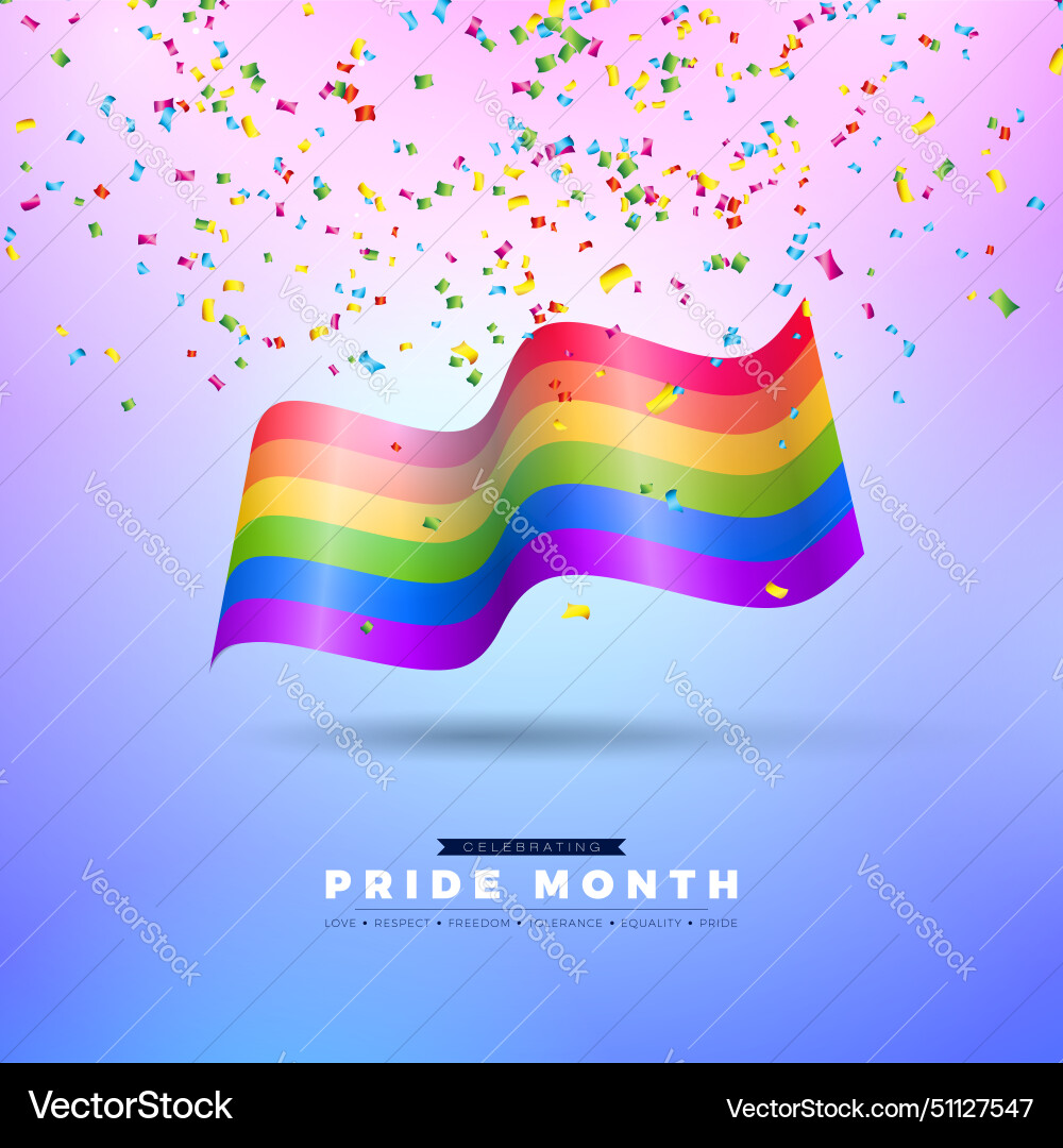 Lgbtq pride month with rainbow flag Royalty Free Vector