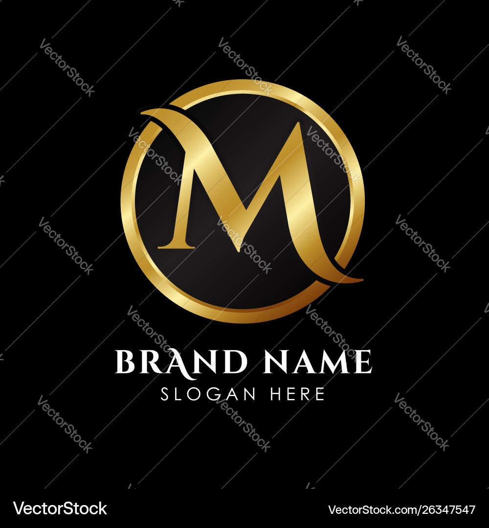 Luxury Gold M Logo Template Royalty Free Vector Image