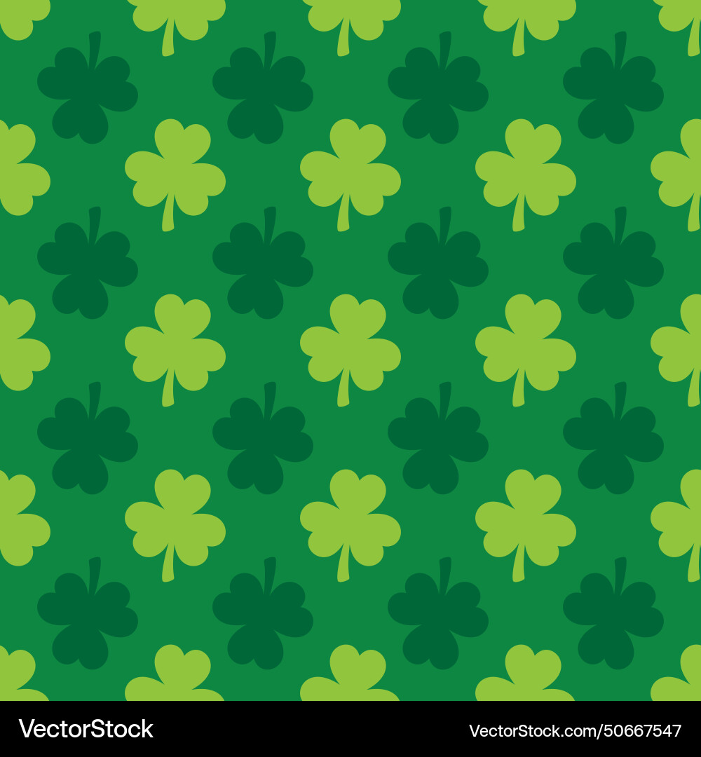 Saint Patricks Day Shamrock Seamless Pattern Vector Image