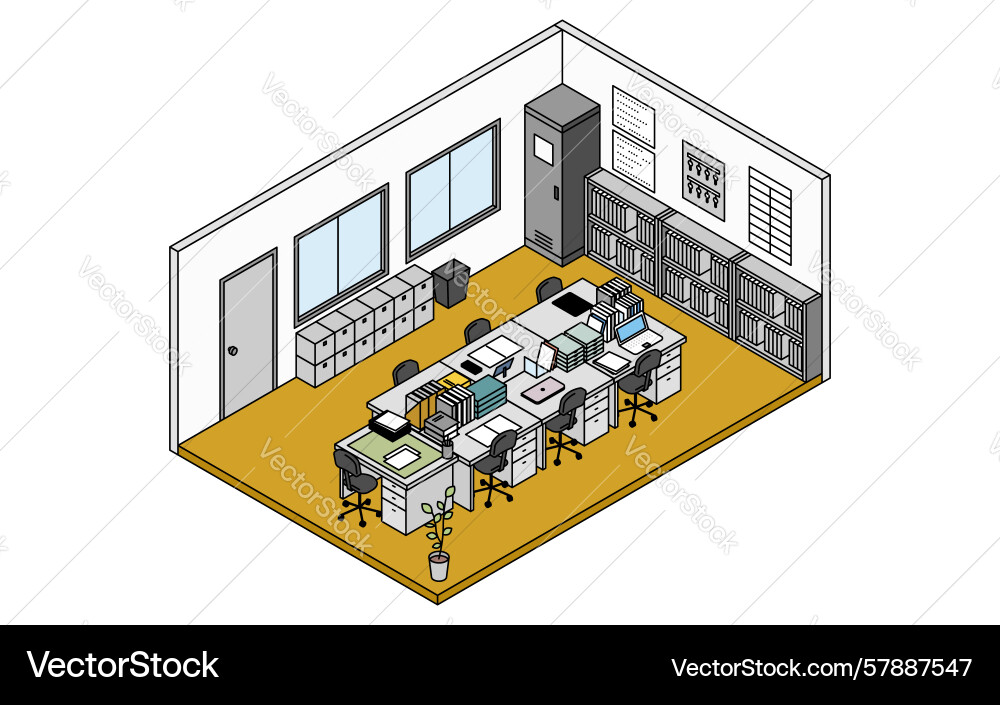 Simple and cute isometric line drawing Royalty Free Vector