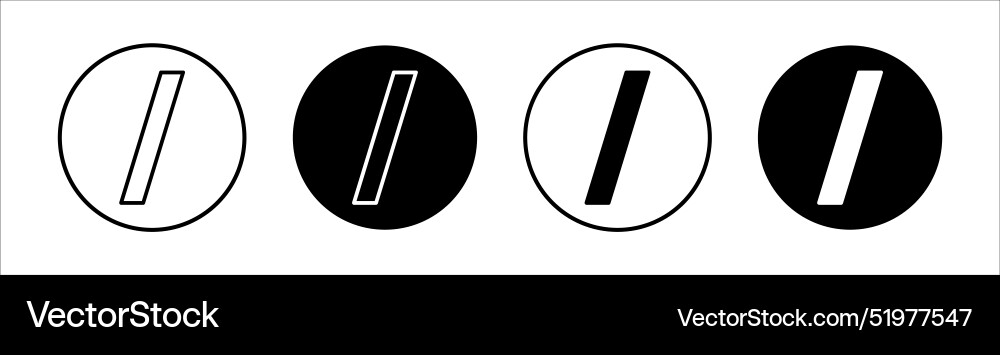 Slash flat line icon set thin Royalty Free Vector Image