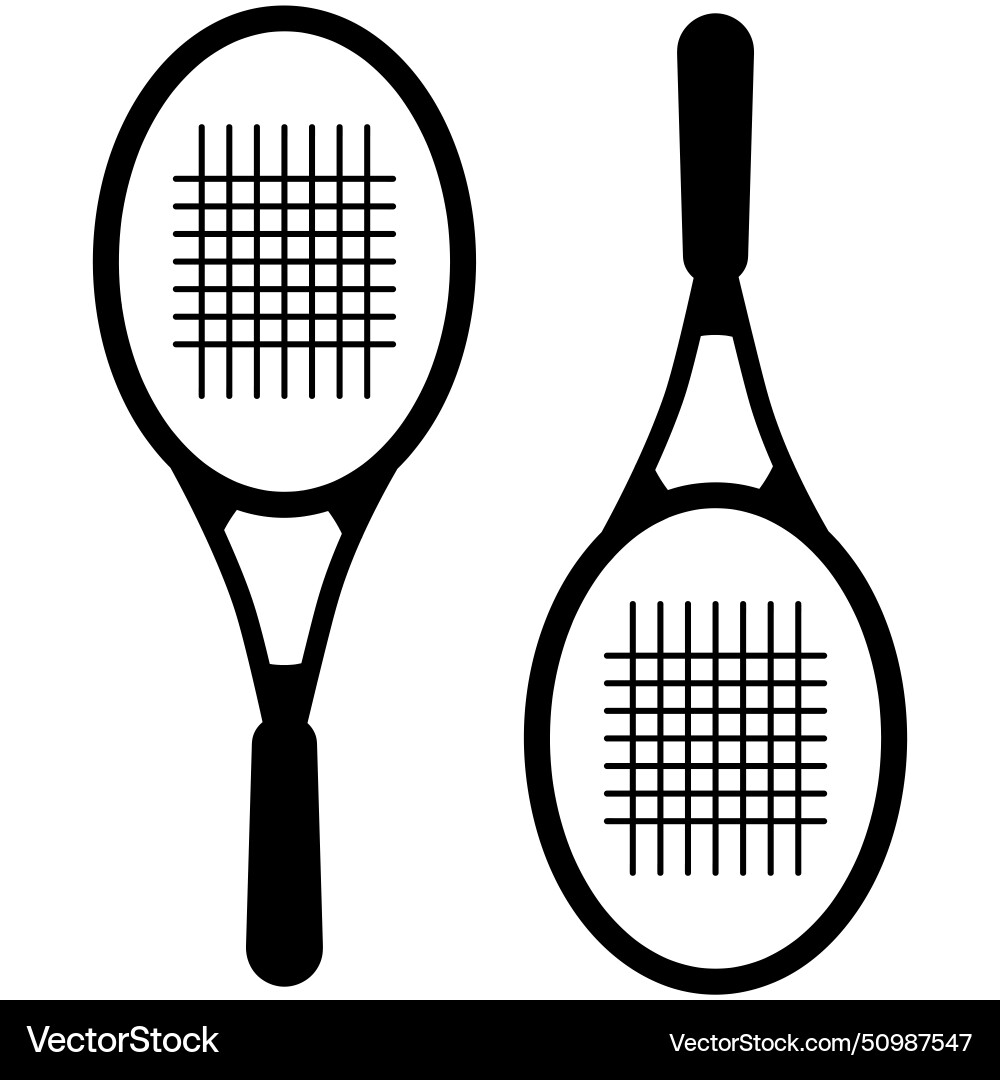 Tennis rackets line icon isolated on white Vector Image