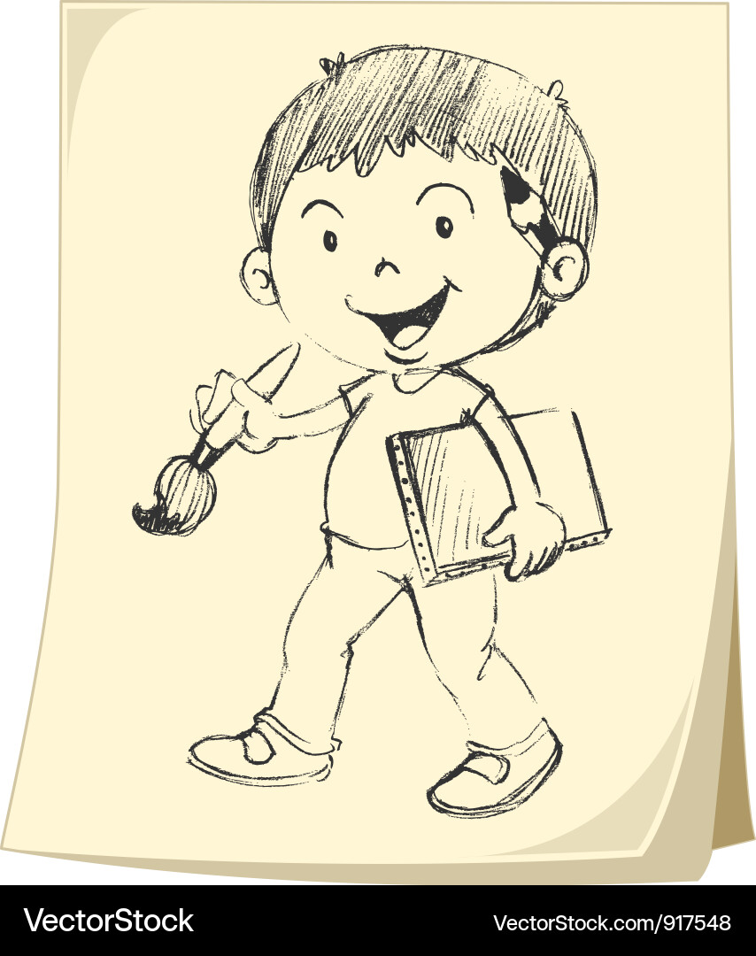 Boy artist sketch Royalty Free Vector Image - VectorStock