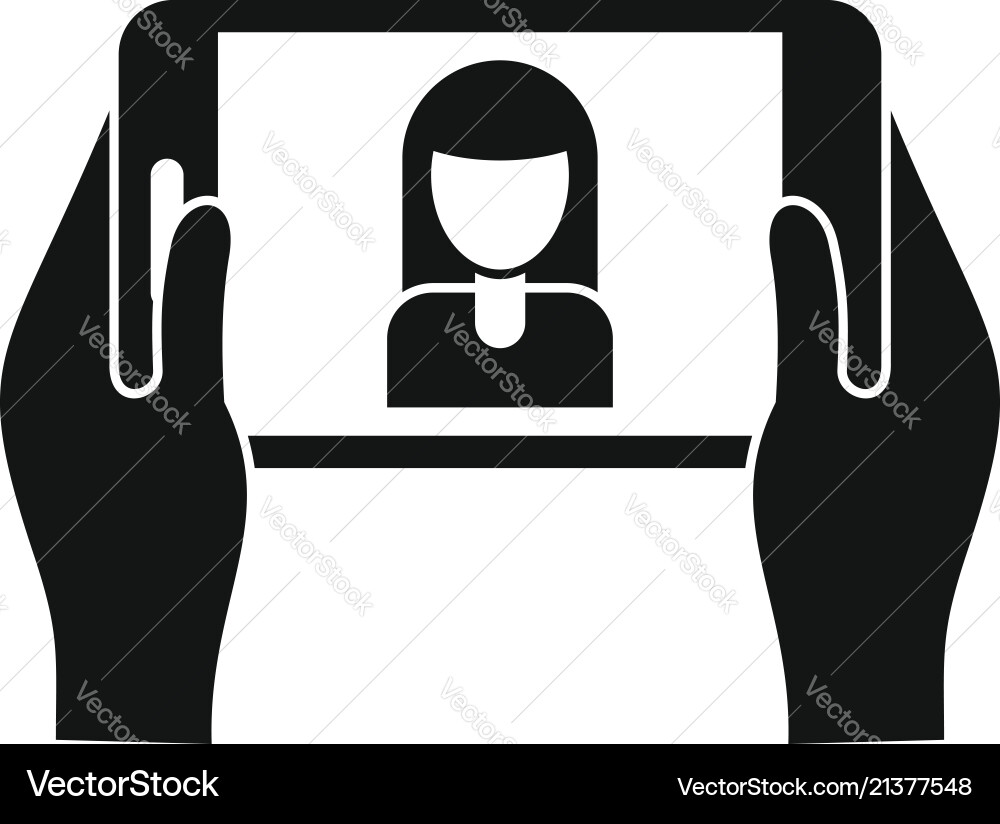 Girl take selfie icon simple style Royalty Free Vector Image