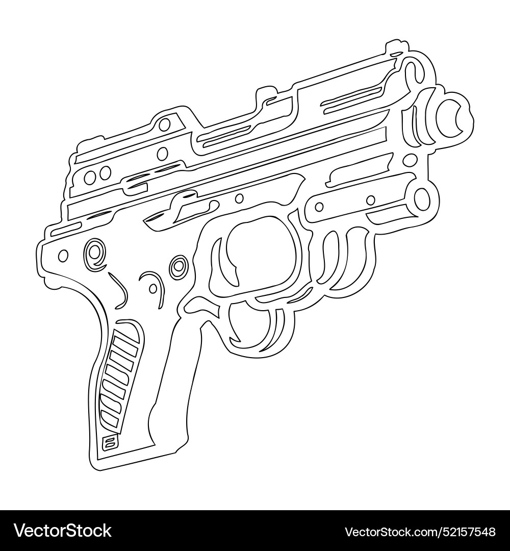 Gun galaxy outline sketch Royalty Free Vector Image