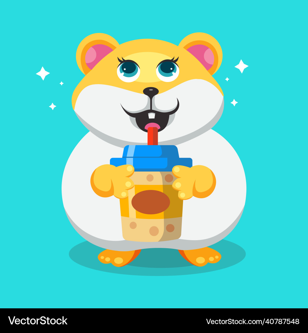 Hamster drink bubble tea Royalty Free Vector Image