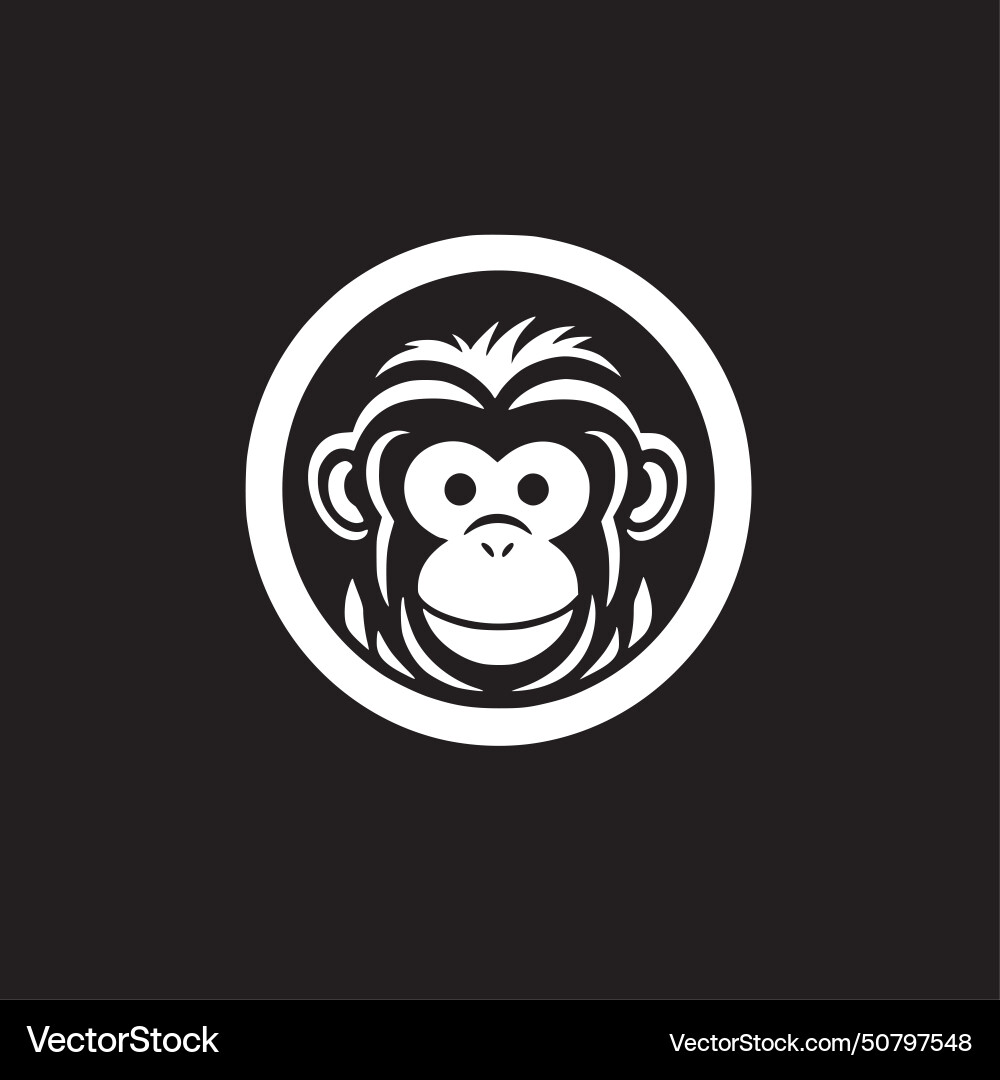 Monkey - minimalist and flat logo Royalty Free Vector Image