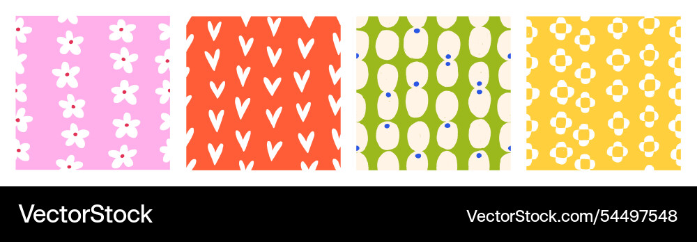 Seamless abstract patterns set with flowers Vector Image