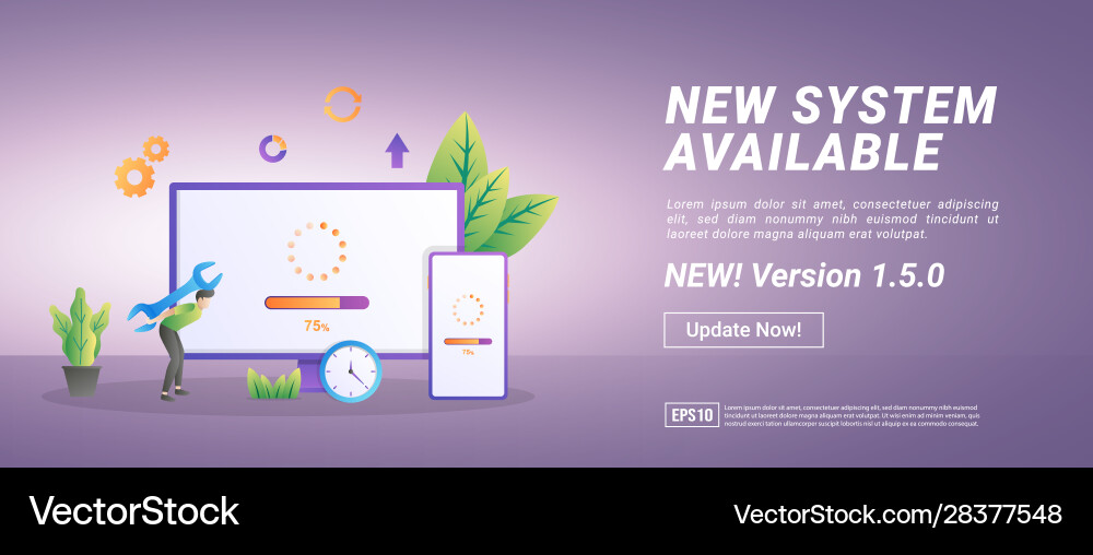 Updating system concept the process upgrading Vector Image
